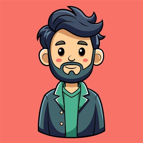 Premium Vector Happy Beard Man Cartoon Vector Graphic