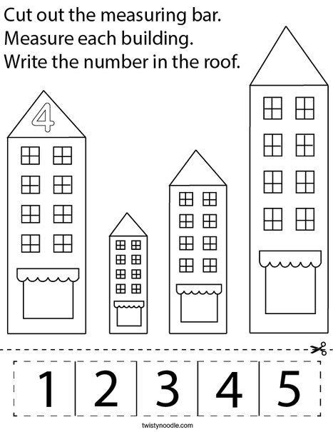 Measure The Buildings Math Worksheet