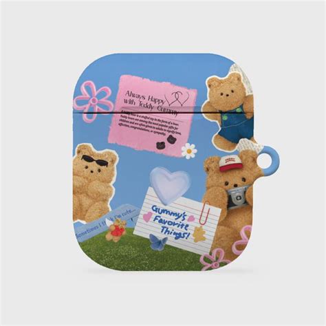 더나인몰 Gummy Collage Hard 에어팟케이스 시리즈 에어팟1 2 3 에어팟프로 2 케이스 1세대 2세대 3세대 투명 하드케이스 귀여운 우정 곰돌이 키치 토끼