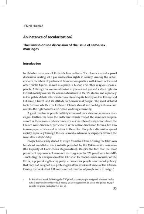 Pdf An Instance Of Secularization The Finnish Online Discussion Of