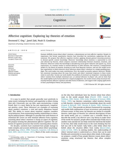 Pdf Affective Cognition Exploring Lay Theories Of Emotion Dokumentips