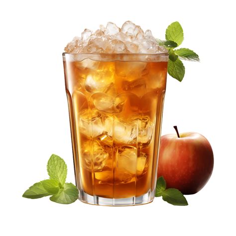 Apple Juice Ice Surrounded By Apples And Leaves Ai Generated Png