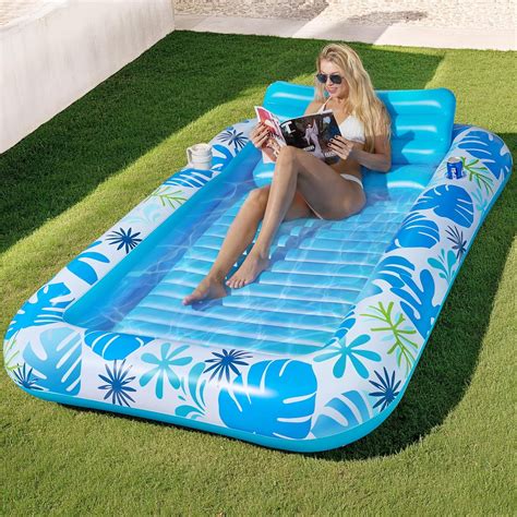 Inflatable Backyard Tanning Pool Lounger Float With Built In Drainage