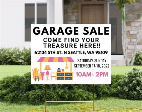 Editable And Printable Garage Sale Yard Sign Template Instant Download