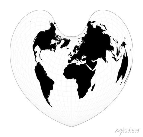Map Of The World Illustration Bonne Pseudoconical Equal Area • Wall