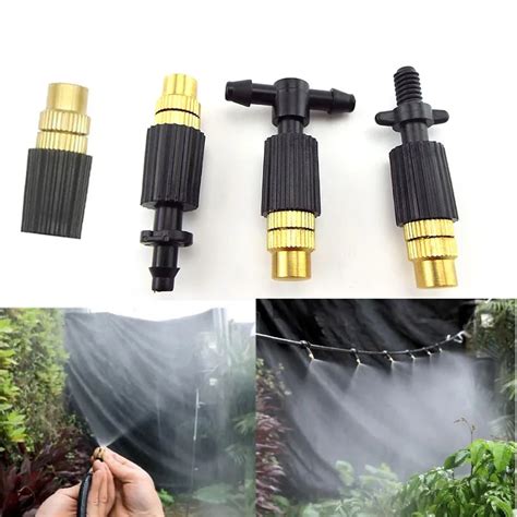 마이크로 드립 관개 연무 황동 노즐 47mm 호스 정원 급수 스프레이 냉각 부품 커넥터가있는 구리 스프링클러 5 개정원