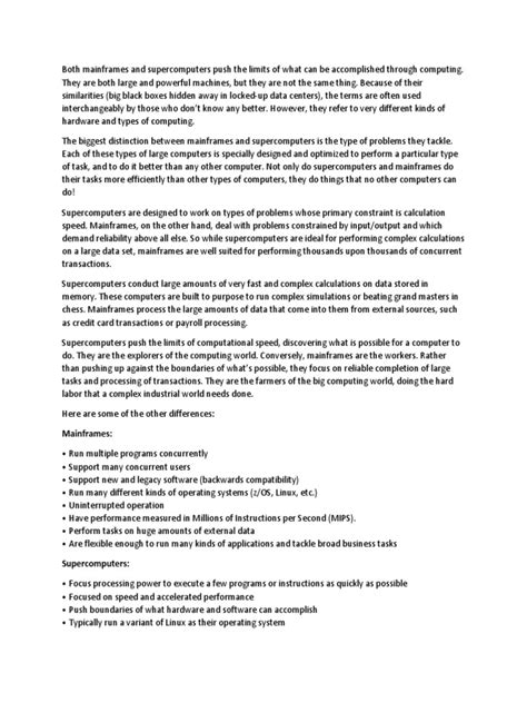 The Distinction Between Mainframes And Supercomputers Understanding Their Unique Purposes And