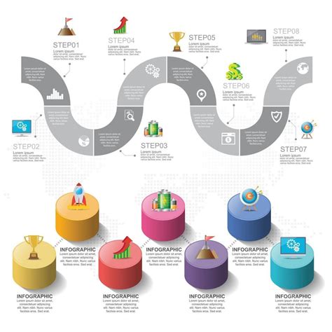 Schritt Und Zeitleisten Infografik Vorlagen Für Das Prozessdiagramm