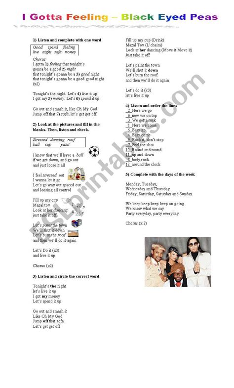 Black Eyed Peas I Gotta Feeling Abc Format Nanogor