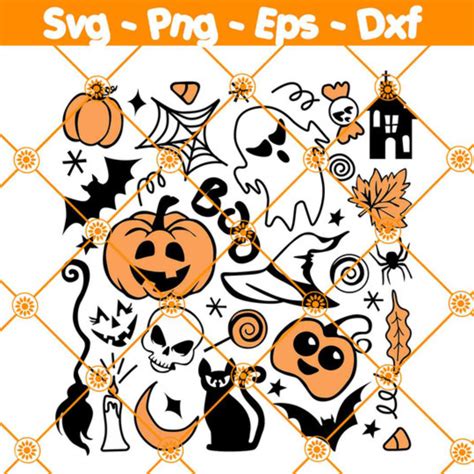 Halloween Doodle Svg Halloween Svg Ghost Svg Pumpkin Svg Inspire