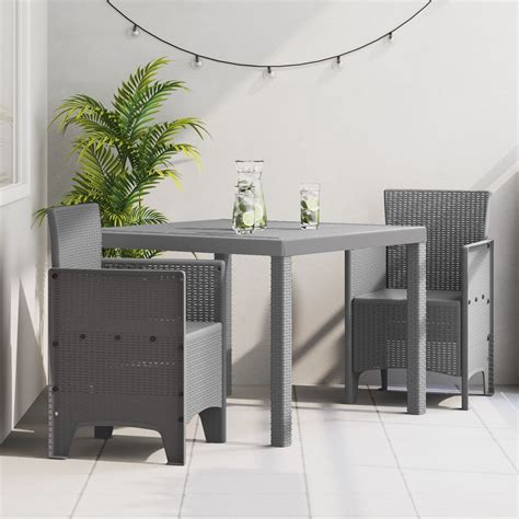 Garden Furniture 3 Piece Garden Dining Set Light Grey Poly Rattan