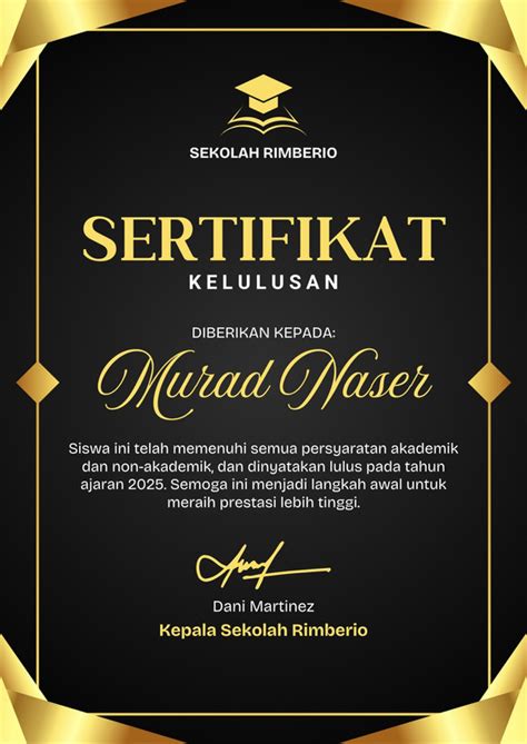 Gratis Contoh Sertifikat Kelulusan Bebas Edit And Cetak Canva