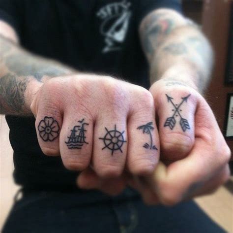 Ship Wheel Finger Tattoos Anchor Hand Done By Aaron Tingey At
