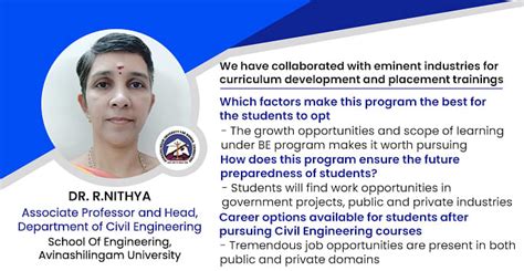 School Of Engineering Avinashilingam University Dr R Nithya