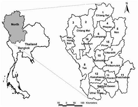 Location Of Provinces In Northern Thailand Download Scientific Diagram