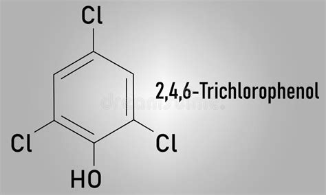 Trichlorophenol Or Tcp 246 Trichlorophenol Molecule Skeletal