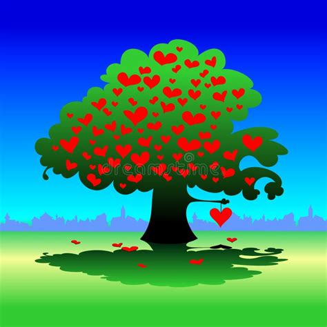 Tree With Herats Stock Vector Illustration Of Grass Abstract 4482908