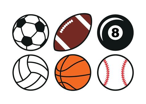 Conjunto De Diferentes Balones Deportivos Fútbol Voleibol Baloncesto Softball Ilustración