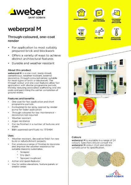 Weberpral M Technical Datasheet Saint Gobain Weber Nbs Source