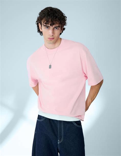 T Shirt Manga Curta Boxy Fit Homem Bershka