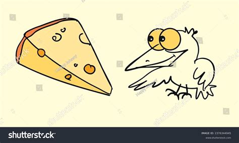 Crow Cheese Vector Drawing Eps Stock Vector Royalty Free 2376344945
