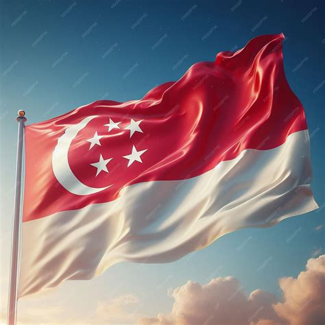 이 지속적인 국가 상징의 역사와 중요성을 추적하는 싱가포르 국기의 진화 프리미엄 사진