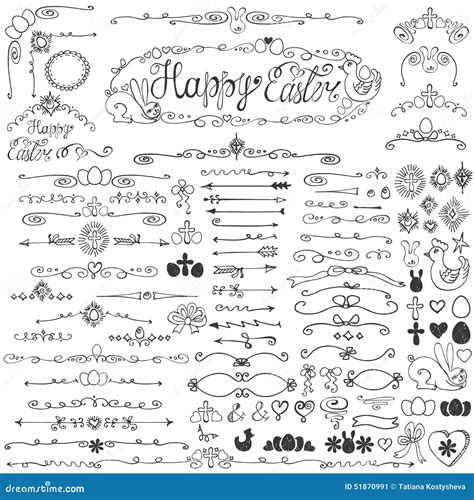 Doodle Borderarrowsdecor Elementeaster Stock Vector Illustration