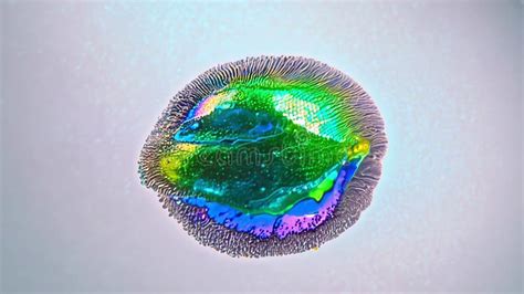 Colorful Bacterium Or Microbe Under A Microscope Concept Of