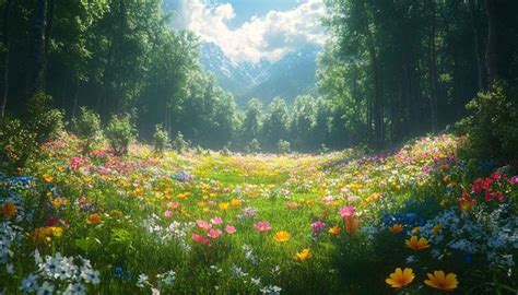 Vibrant Spring Meadow Wallpaper Forest Mountain Desktop Background