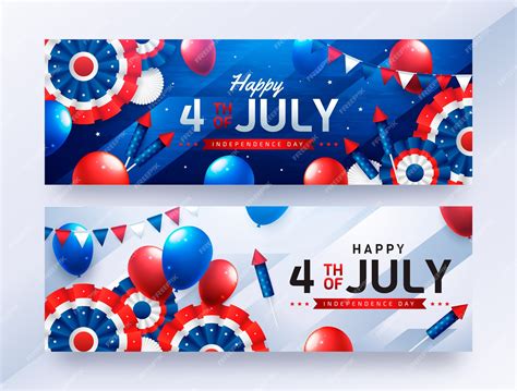 Free Vector Horizontal Banner Template For American 4th Of July