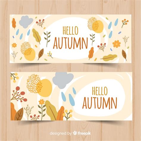 Herfst Banners Sjabloon Plat Ontwerp Premium Vector