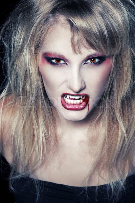 The Portrait Of A Blond Girl Vampire Stock Image Colourbox