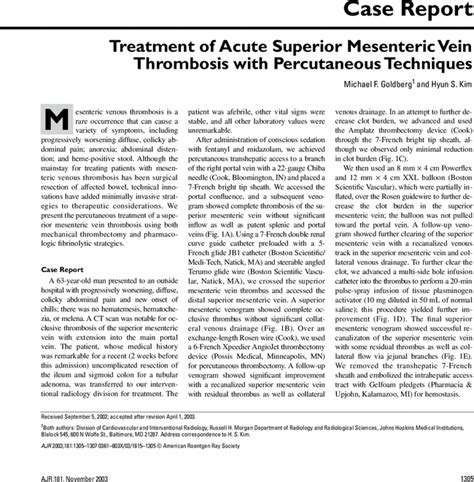 Treatment Of Acute Superior Mesenteric Vein Thrombosis With