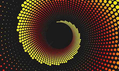 Geometric Red And Yellow Circle Gradient On Black Background Vector