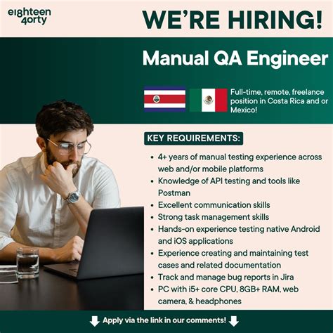 Remotework Freelancing Qaengineer It Joinourteam Costarica Mexico 1840 And Company