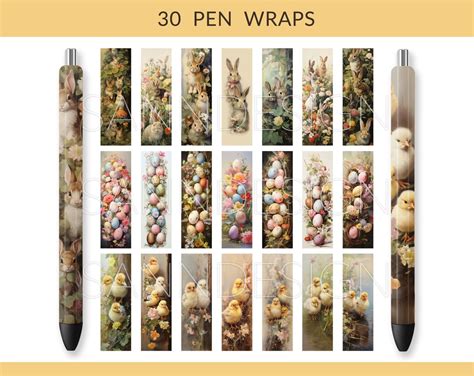 Easter Pen Wraps Easter Spring Pen Wrap Bundle Png Bunny Pen Wrap Rabbit Pen Wrap Sublimation