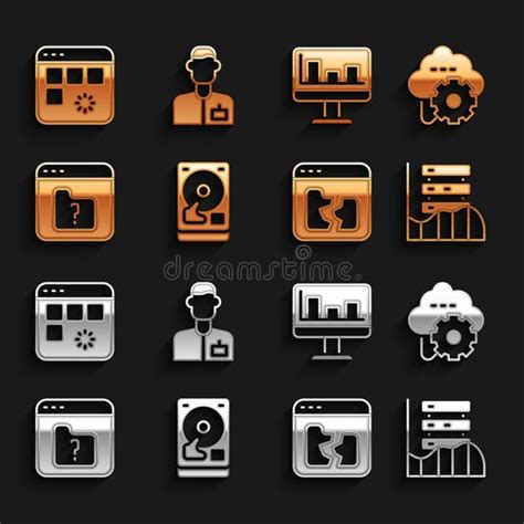 Set Hard Disk Drive Hdd Cloud Technology Data Transfer Server Data Web Hosting Broken File