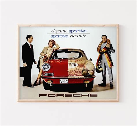 Vintage Porsche 911 Poster Mid Century Race Car Print Etsy