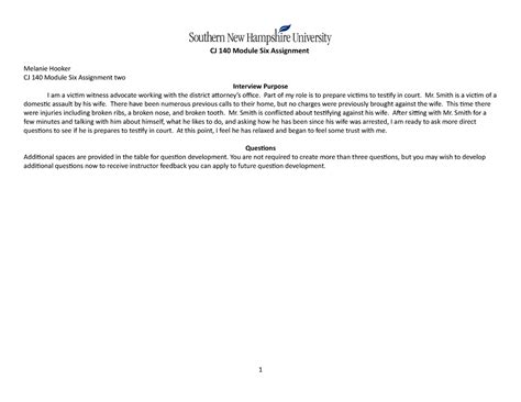 Cj 140 Module Six Assignment Part Of My Role Is To Prepare Victims To