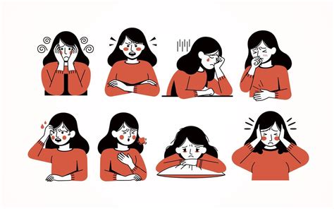 Mujer Con Ansiedad Síntomas Dibujos Animados Adecuado Para Mental