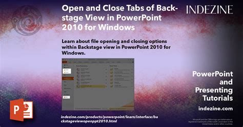 open and close tabs of backstage view in powerpoint 2010 for windows