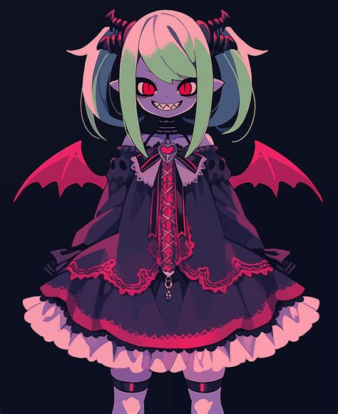 Little Devil Girl With Green Hair By Tuwalg On Deviantart