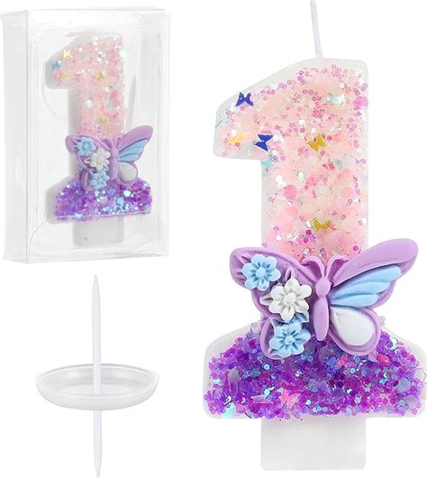Birthday Number Candles Pink And Purple Butterfly Birthday