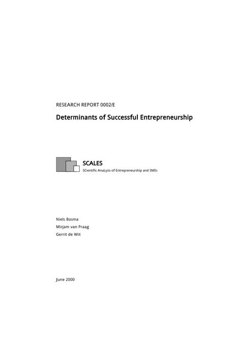 Pdf Determinants Of Successful Entrepreneurship