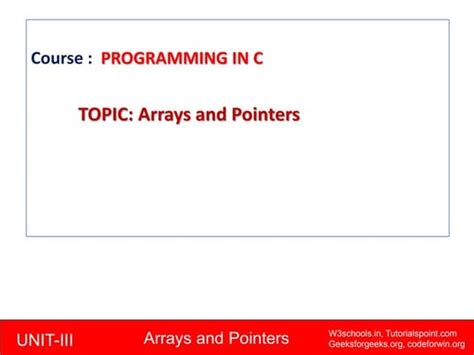 Ppt On Arrays In C Programming Languagepptx