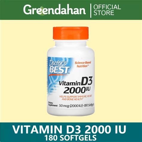 Doctors Best Vitamin D3 50 Mcg 2 000 Iu 180 Softgels Immunity