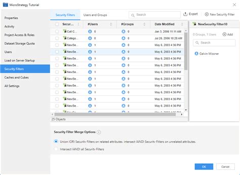 Manage Security Filters
