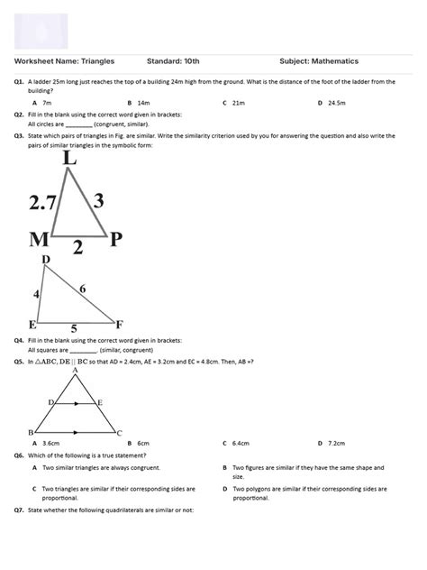 Chapter 6 Triangles Class 10 Pdf Triangle Geometry