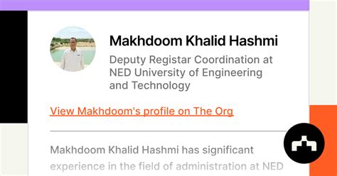 Makhdoom Khalid Hashmi Deputy Registar Coordination At Ned University