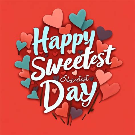 Greeting Card For Happy Sweetest Day With Many Red Hearts Premium Ai